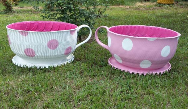 Tea Cup Tire Planter