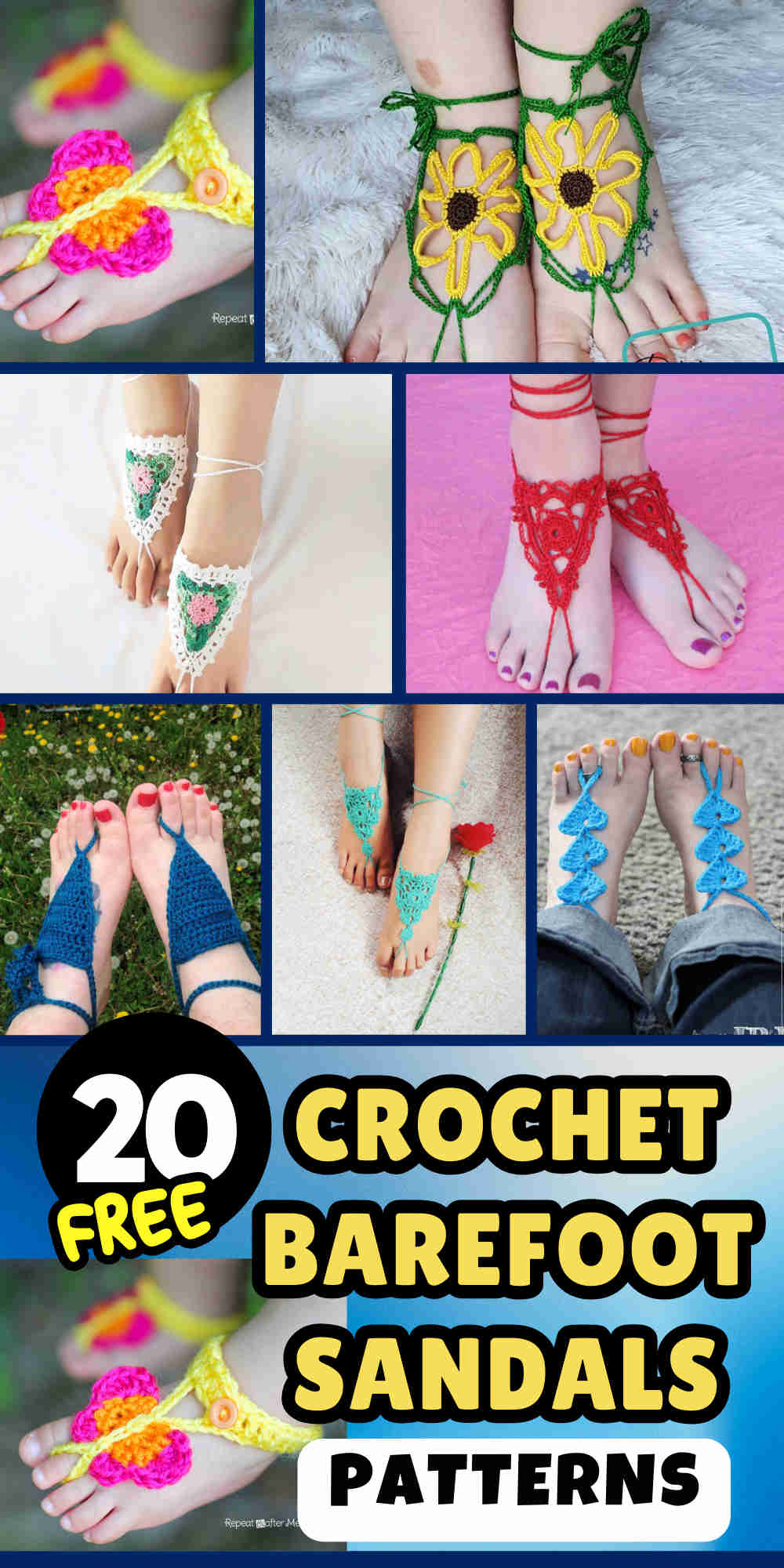 20 Free Crochet Barefoot Sandals Patterns for Any Occasion