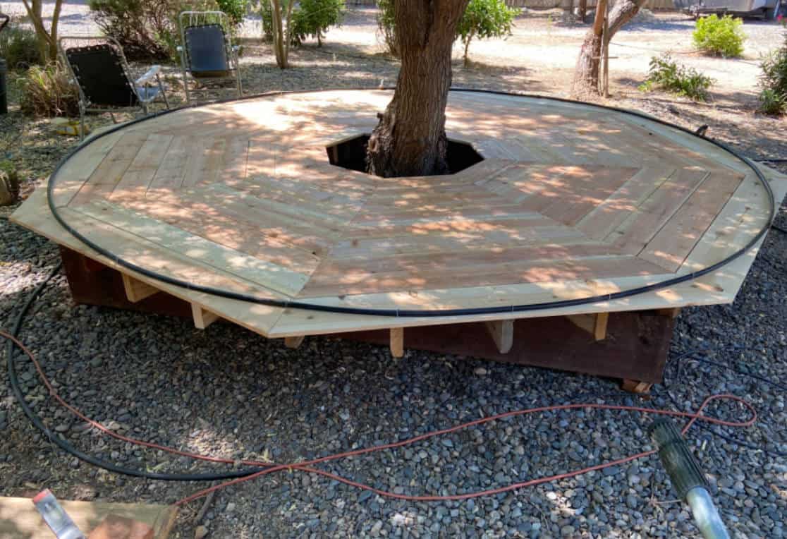 Build a DIY Round Deck Around a Tree with Reclaimed Wood