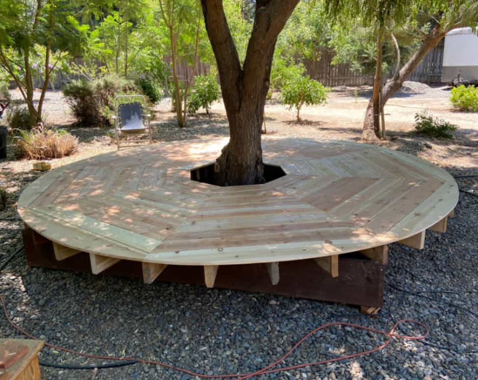 Build a DIY Round Deck Around a Tree with Reclaimed Wood